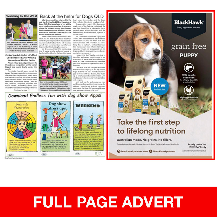 Full Page Advert Dog News Regular Issue - Dog News Australia